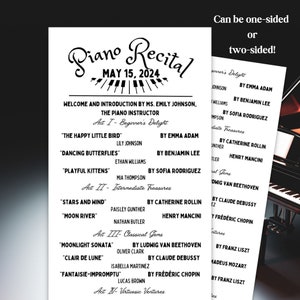 Piano Recital Program Template Bundle | Music Recital Certificate of ...