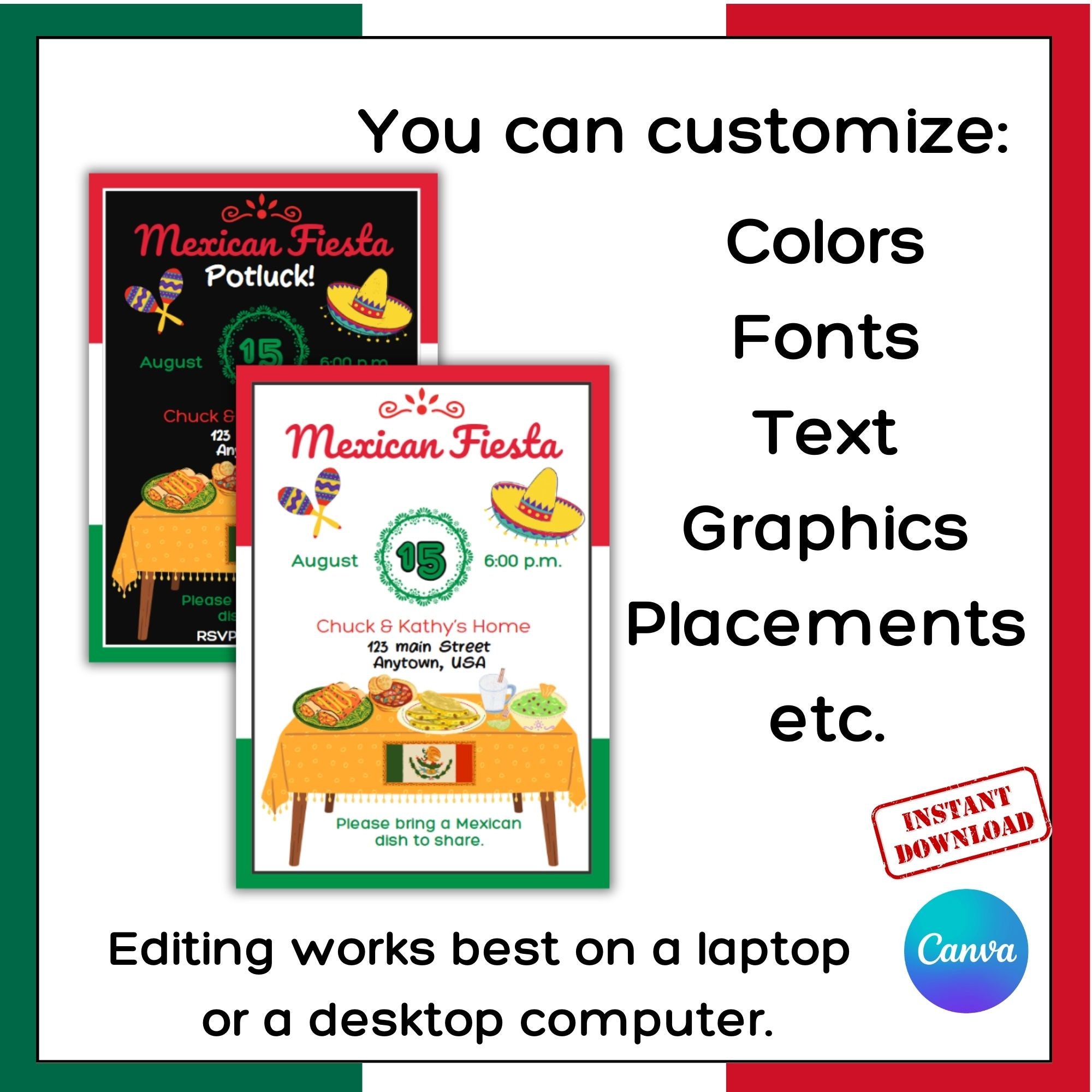 Mexican Fiesta Potluck Invitation Template, Mexican Food Potluck ...