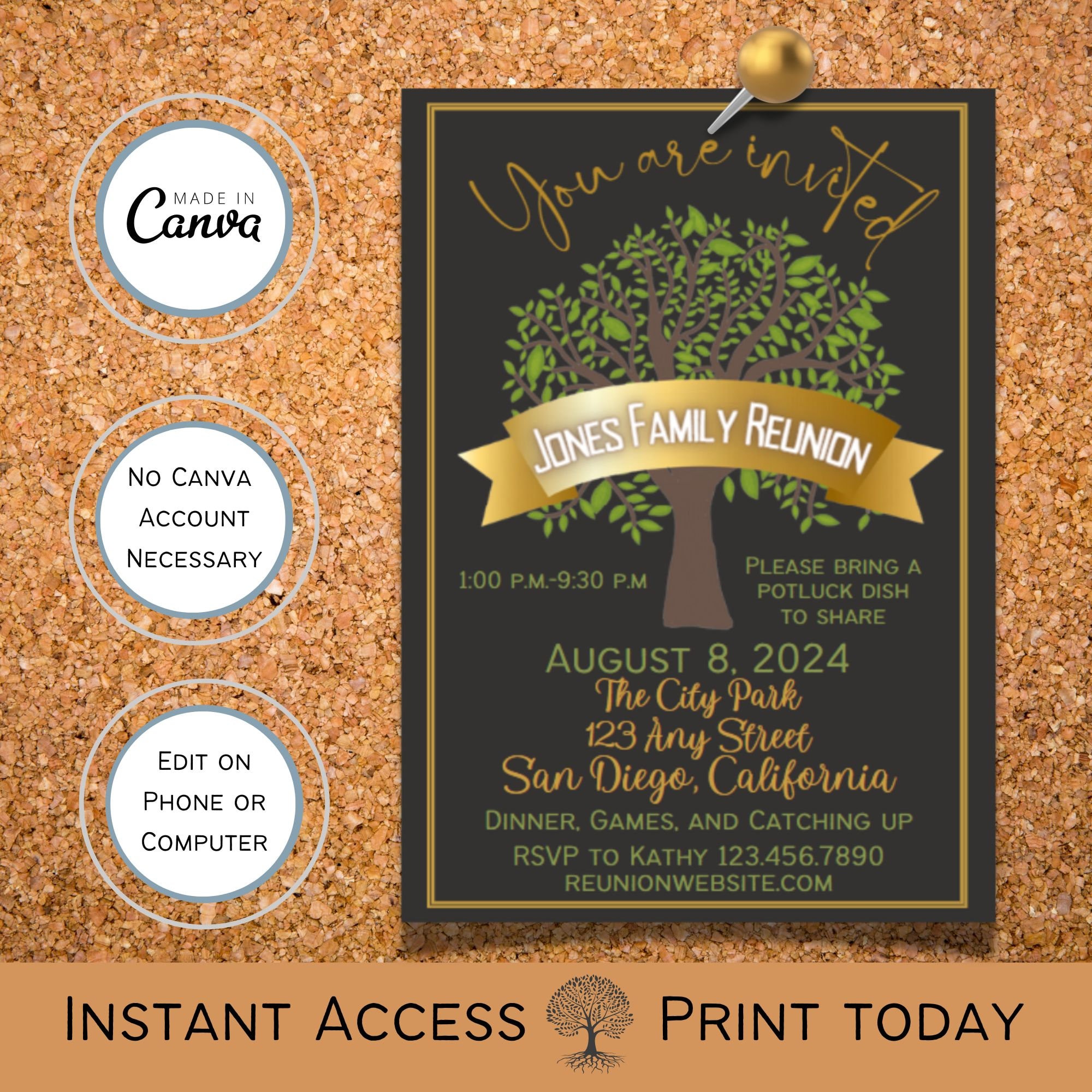 Family Reunion Invitation | Editable Family Reunion Announcement ...
