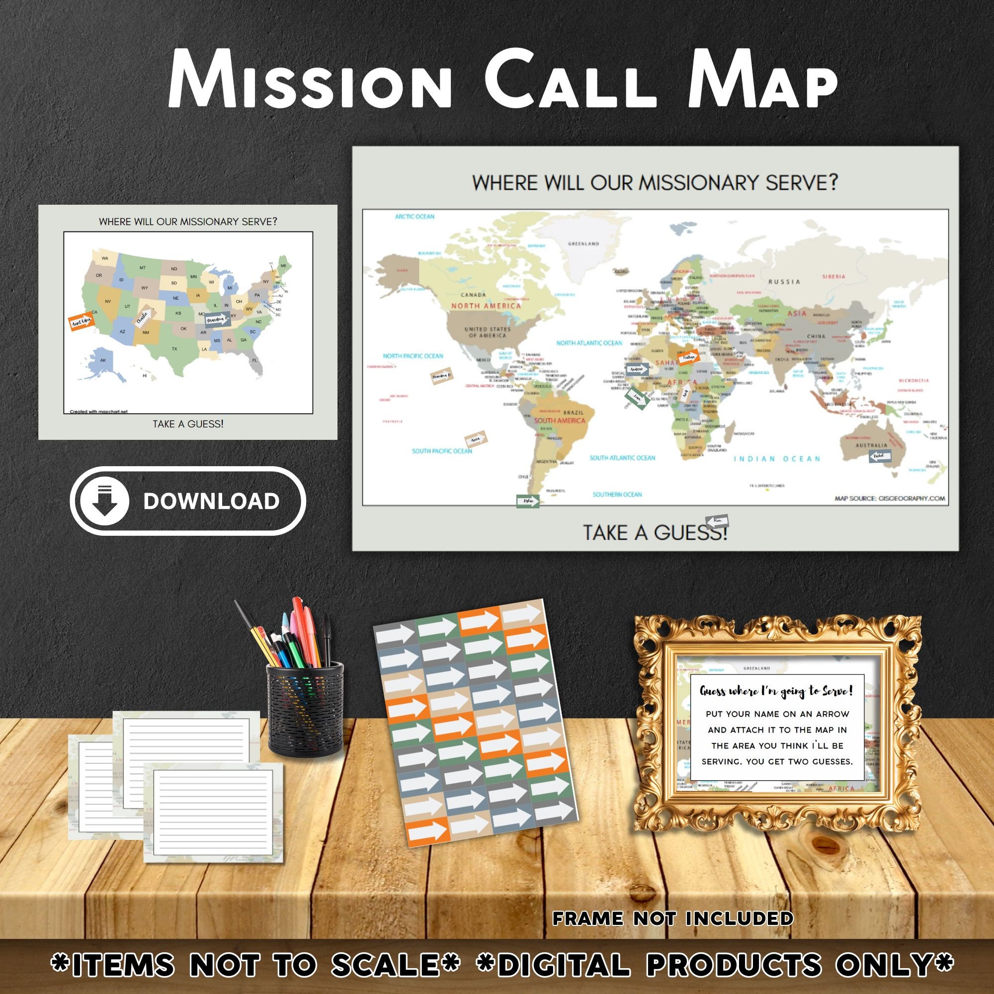 LDS Mission Call Map, Mission Call Opening, USA Map, World Map, Arrows ...