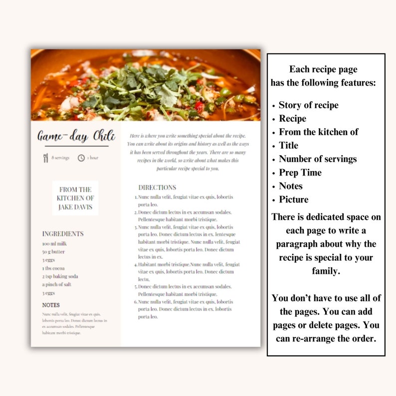 Family Cookbook Template, Editable Recipe Book Template, Family History ...