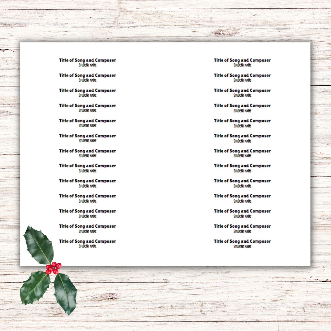 Christmas Piano Recital Program Template | Holiday Music Recital ...