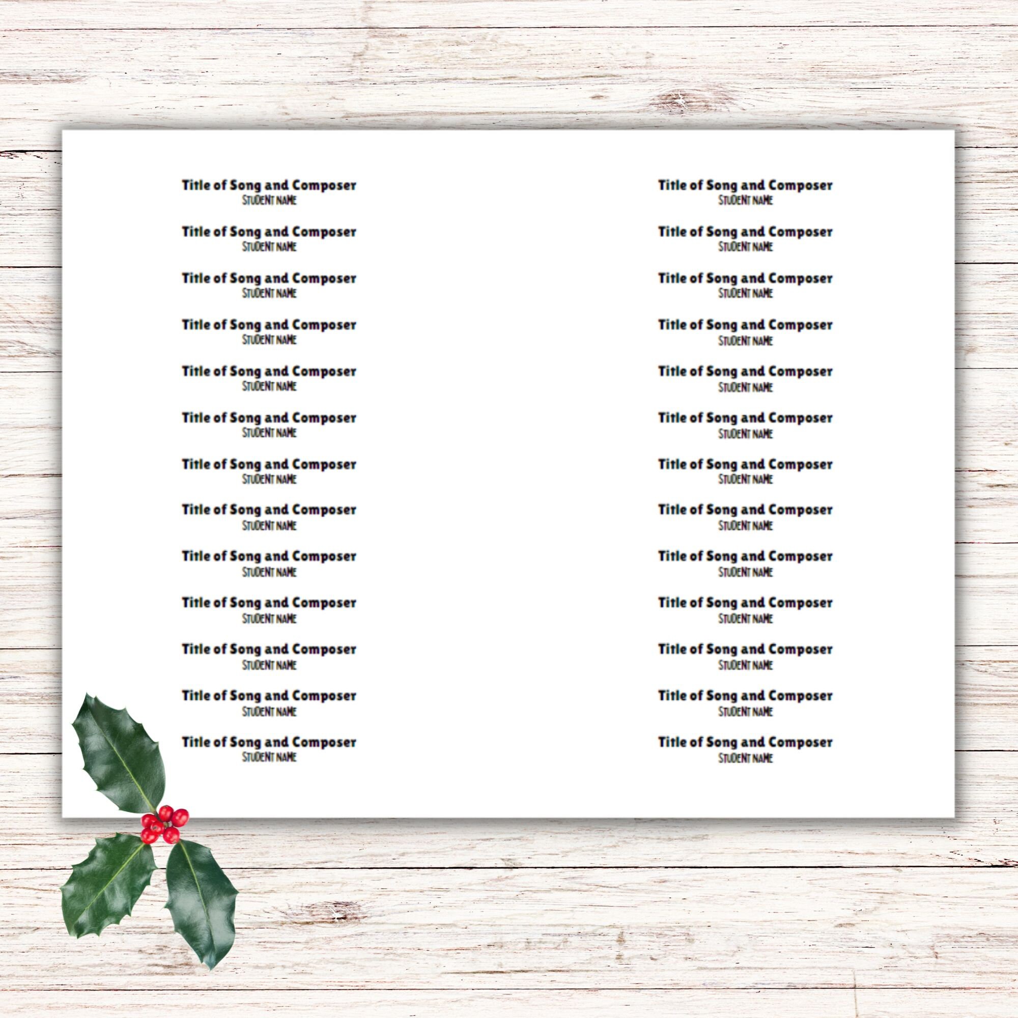 Christmas Piano Recital Program Template | Holiday Music Recital ...