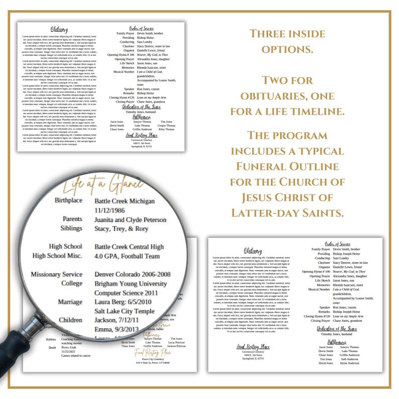 Funeral Program and Sign Template Bundle, Celebration of Life Poster ...