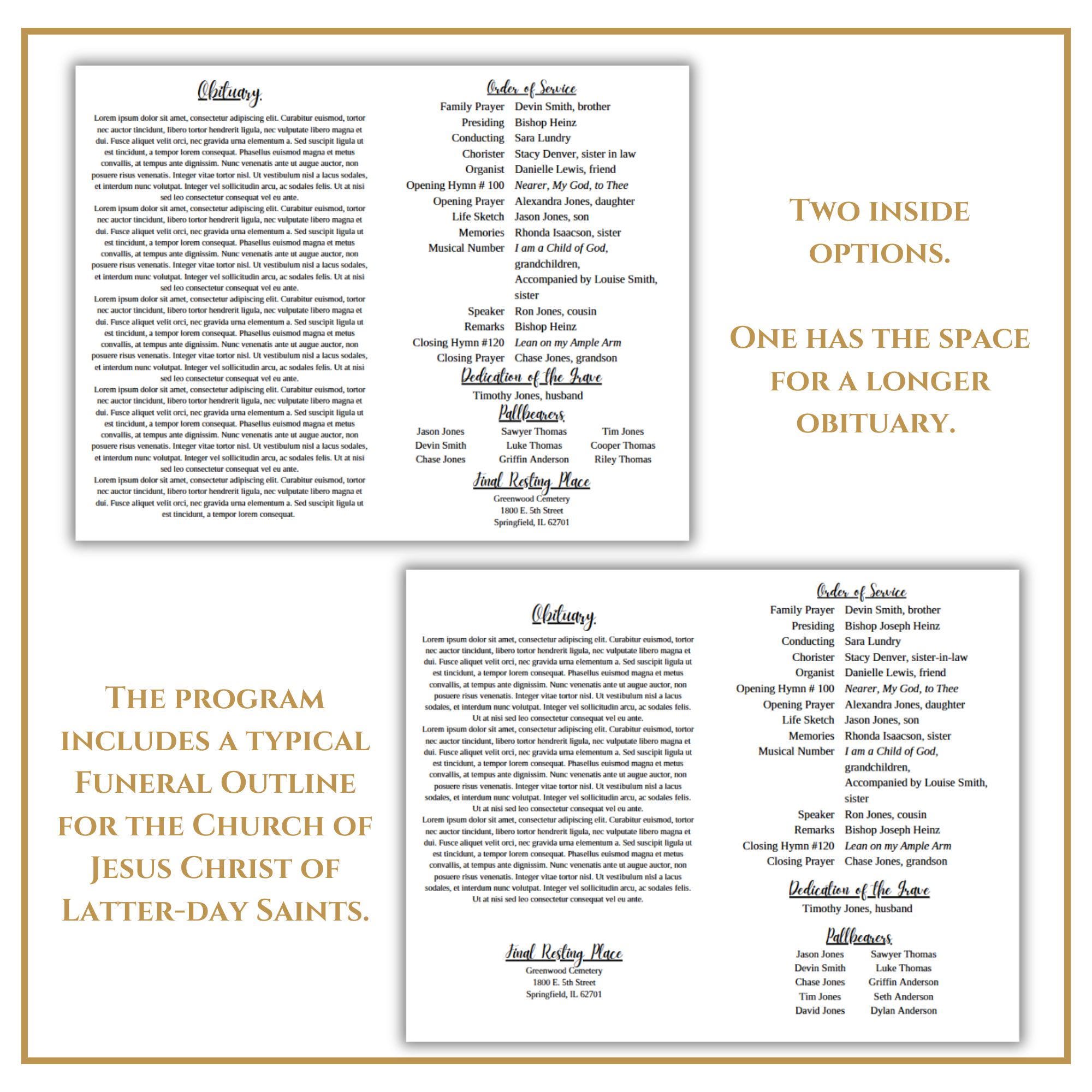 LDS Funeral Program Template, Floral Celebration of Life Program ...
