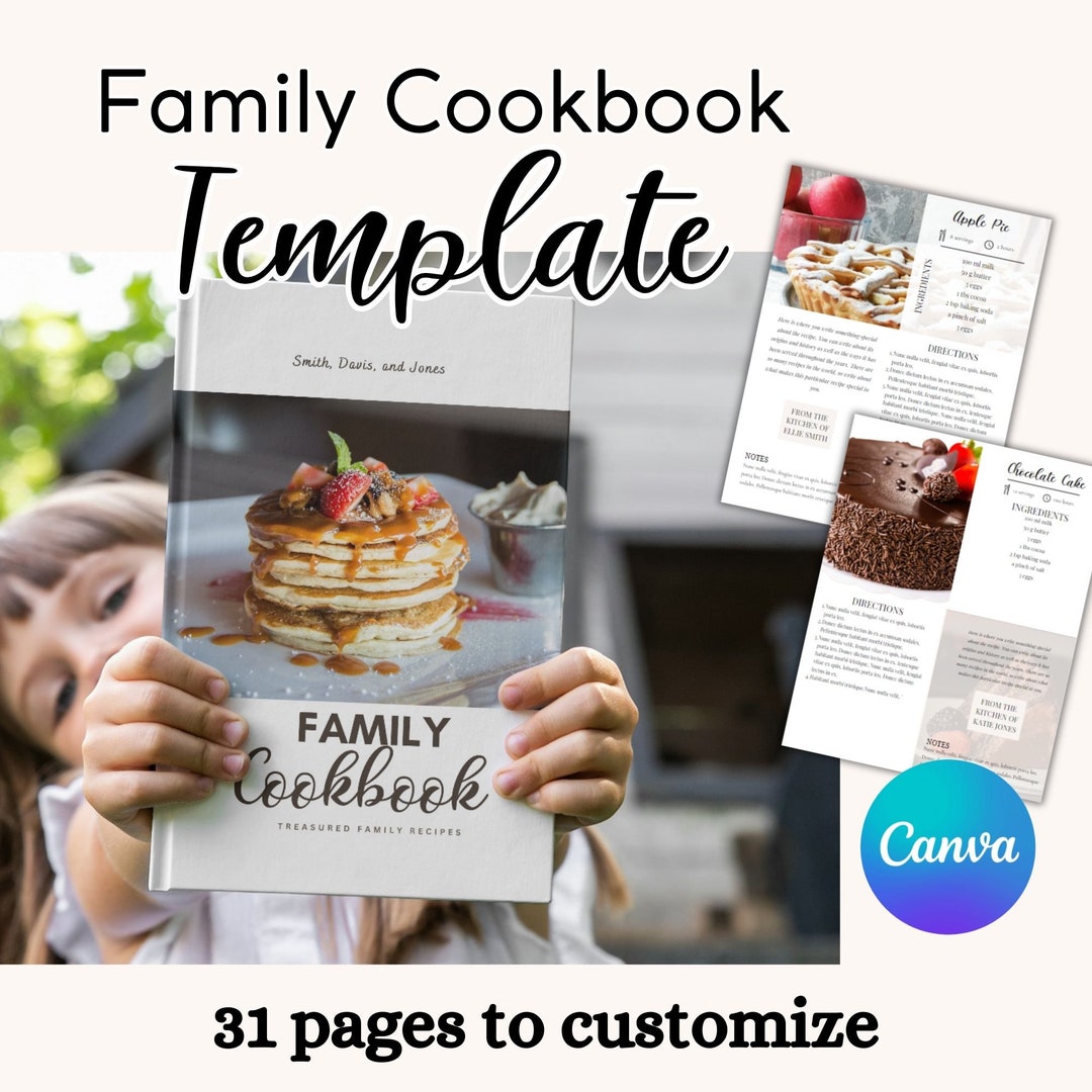 Family Cookbook Template, Editable Recipe Book Template, Family History ...