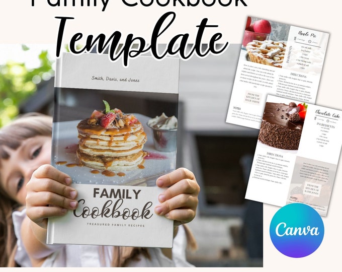 Family Cookbook Template, Editable Recipe Book Template, Family History ...