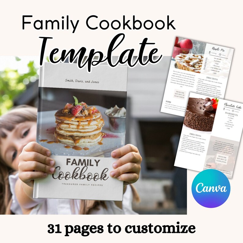 Family Cookbook Template, Editable Recipe Book Template, Family History ...
