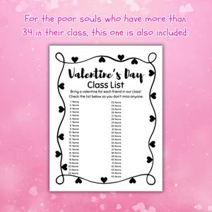 Valentine's Day Student List Template | List for Class Party | Editable ...