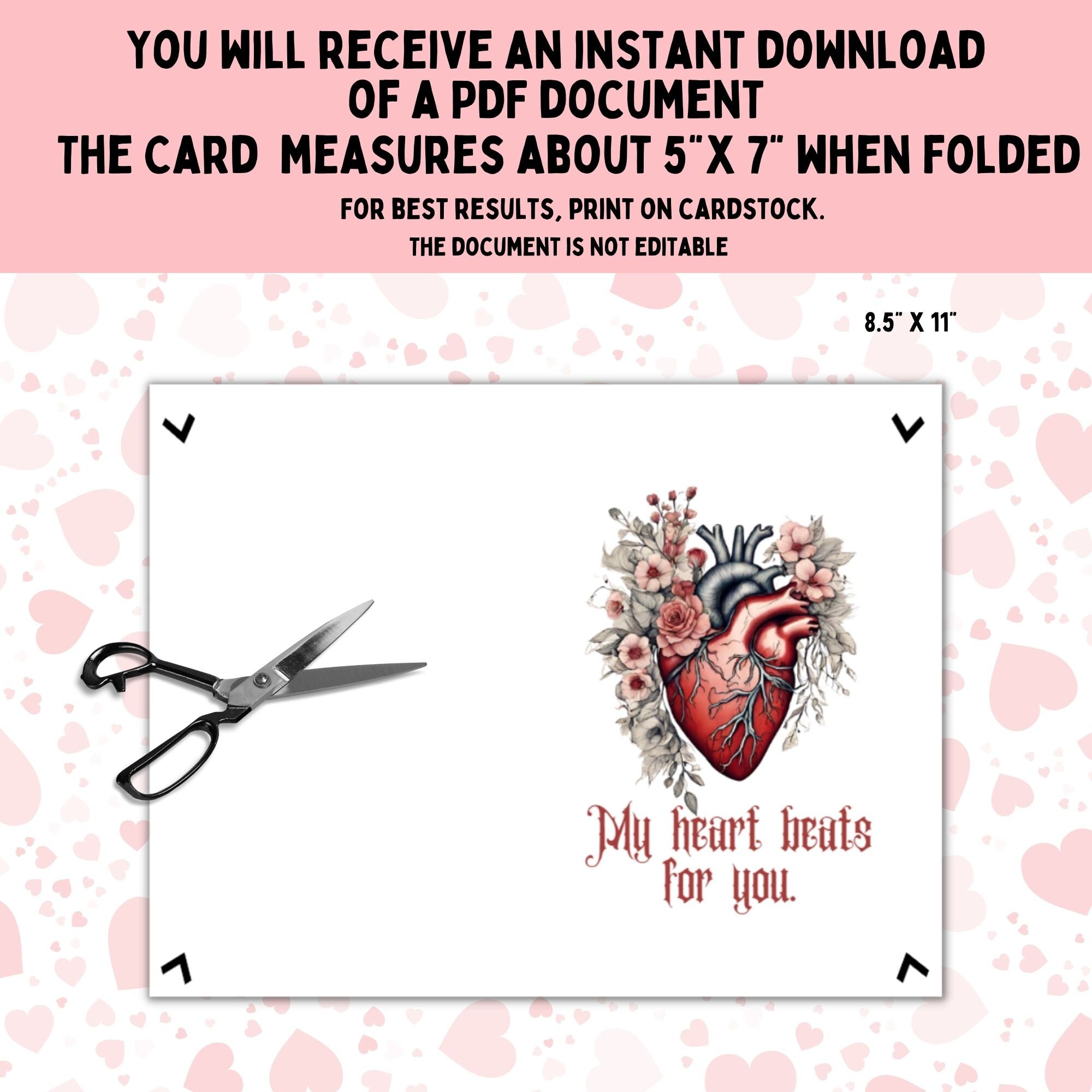 Printable Anatomic Heart, Valentine Card, Print at Home, Instant ...