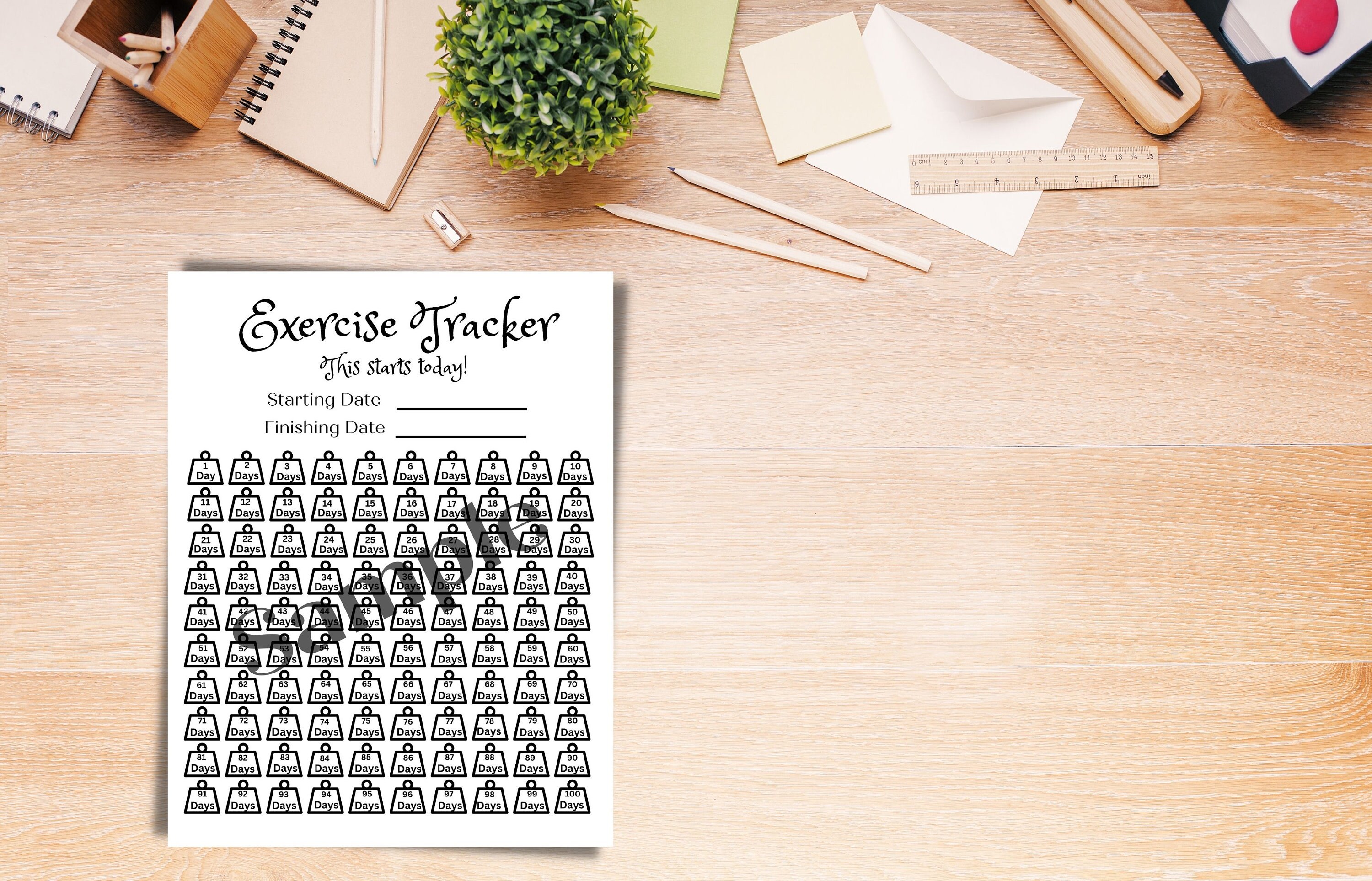 100 Day Exercise Tracker Exercise Chart Exercise Journal 100 Days of ...