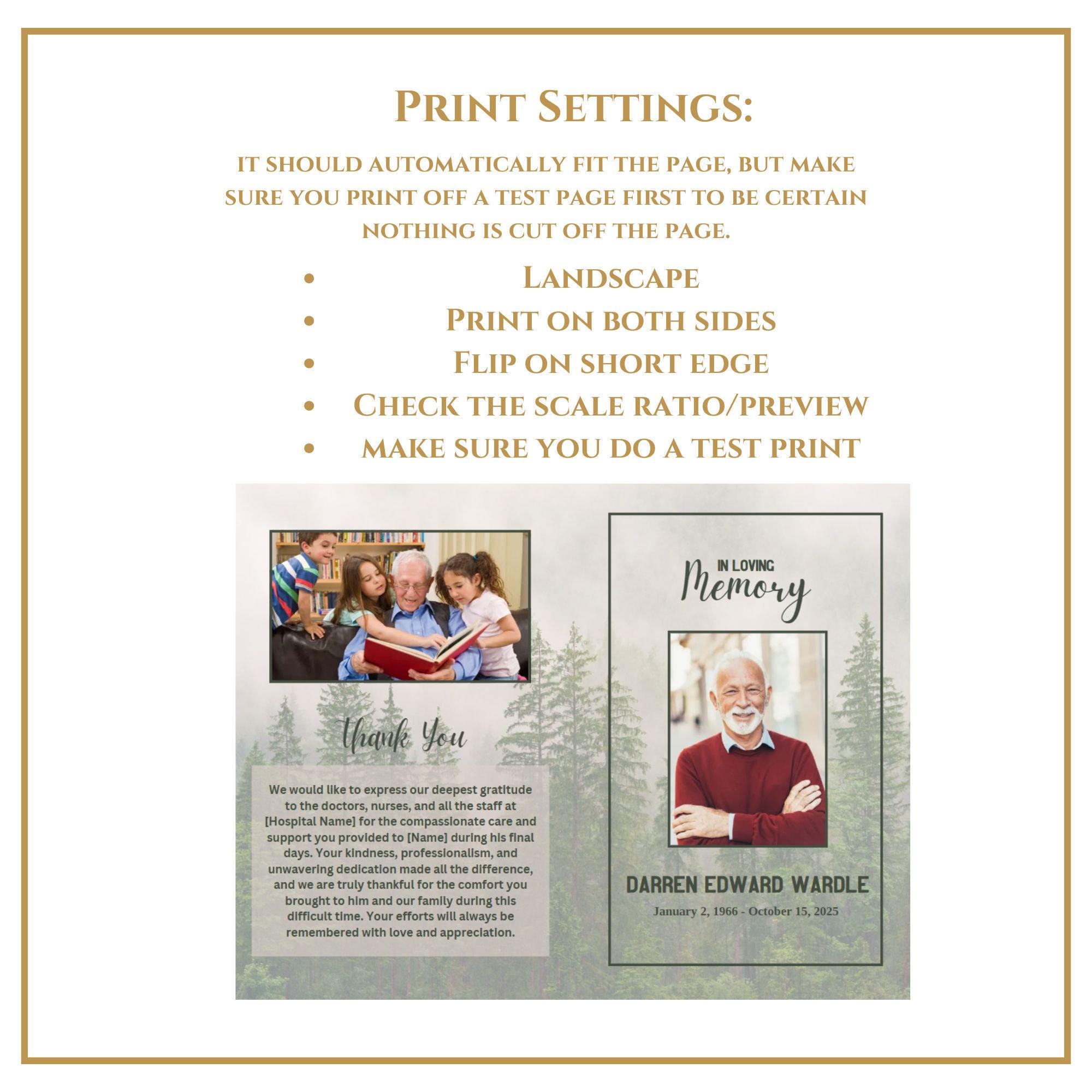 LDS Funeral Program Template, Trees Celebration of Life Program ...