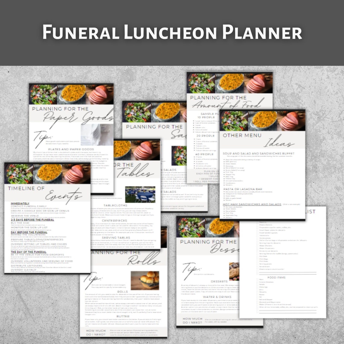 Funeral Luncheon Planner, Guide to Plan Funeral Lunch, Funeral Lunch ...