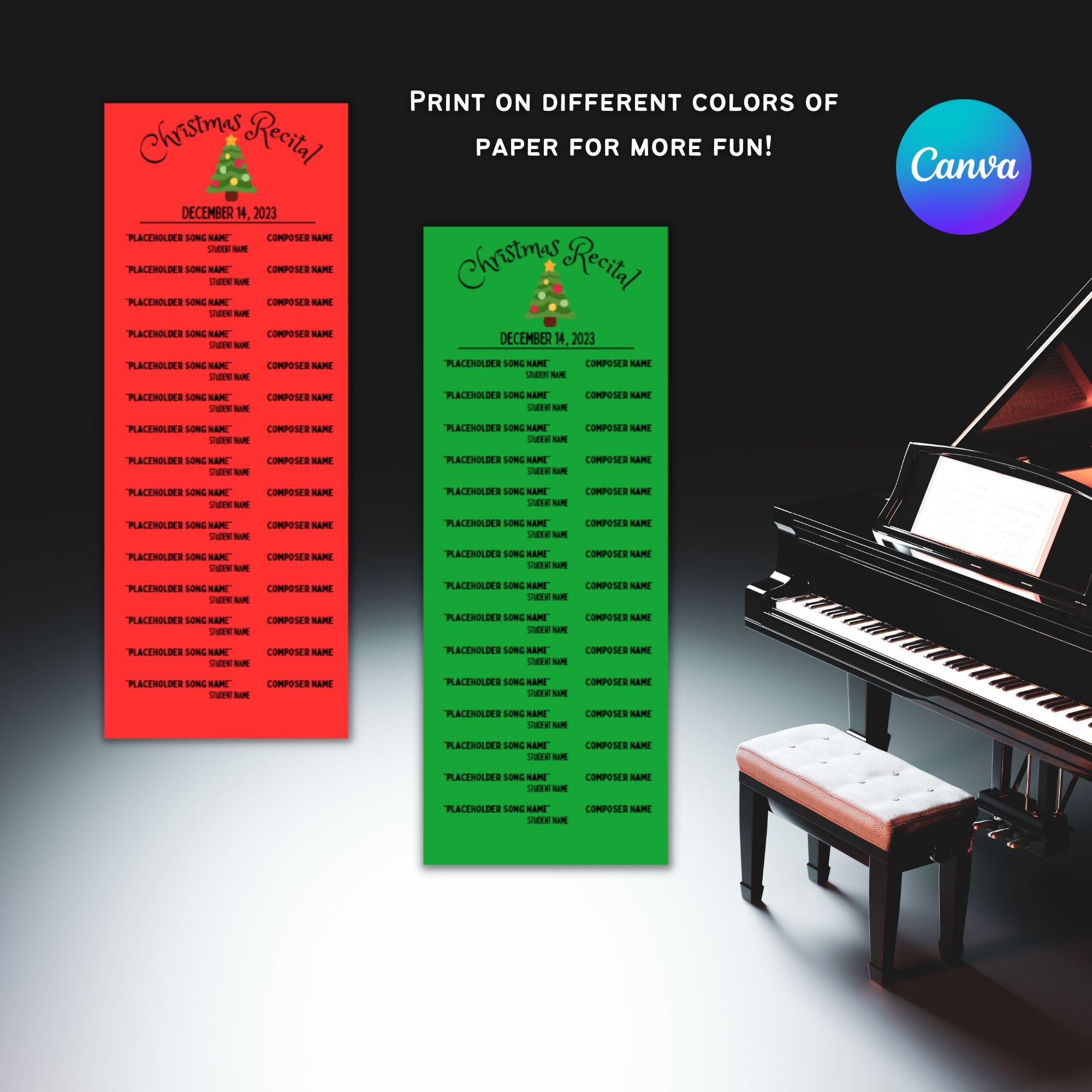 Christmas Piano Recital Program Template Music Recital Program Piano ...