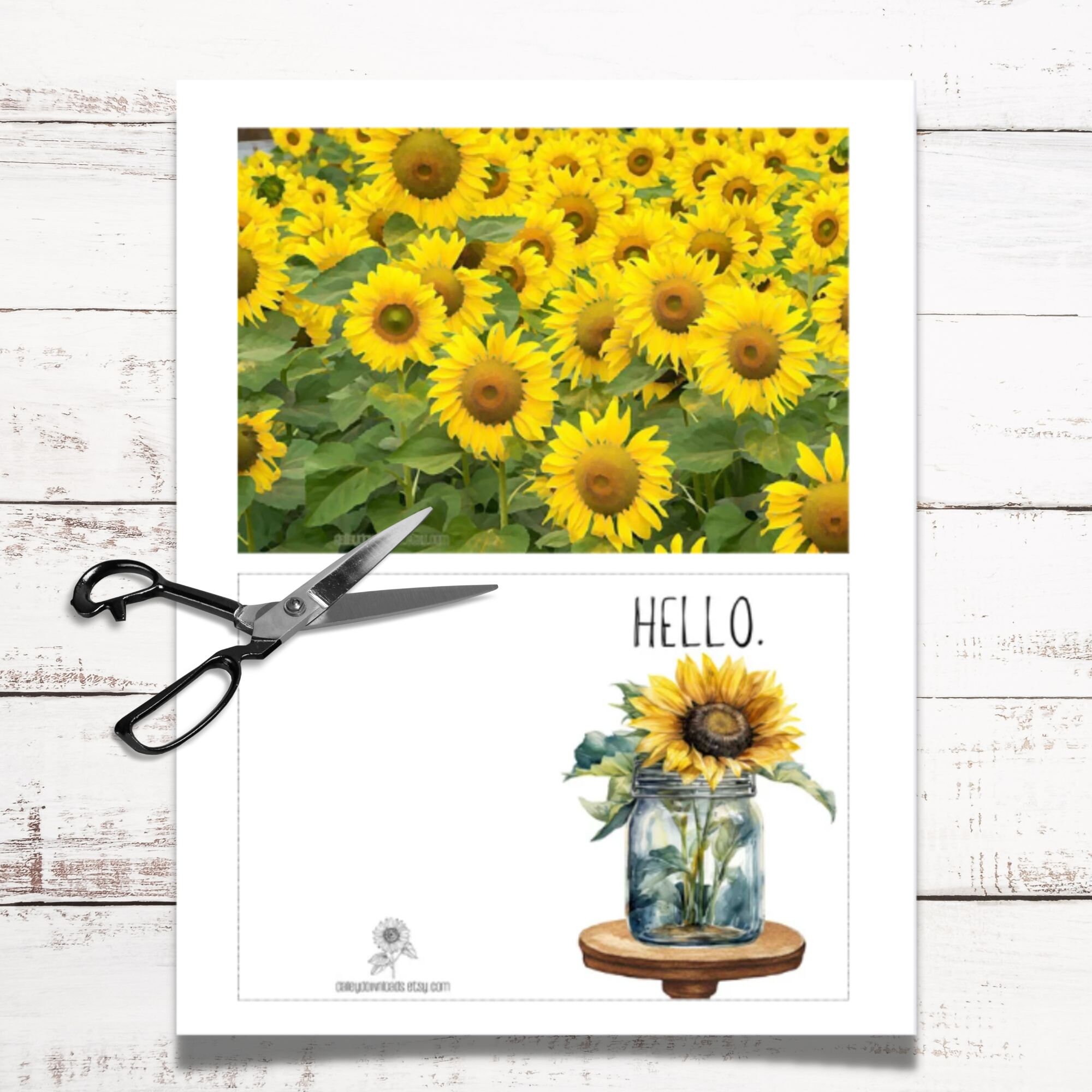 Sunflower Card Set Printable Watercolor Sunflower Cards Gift - Etsy
