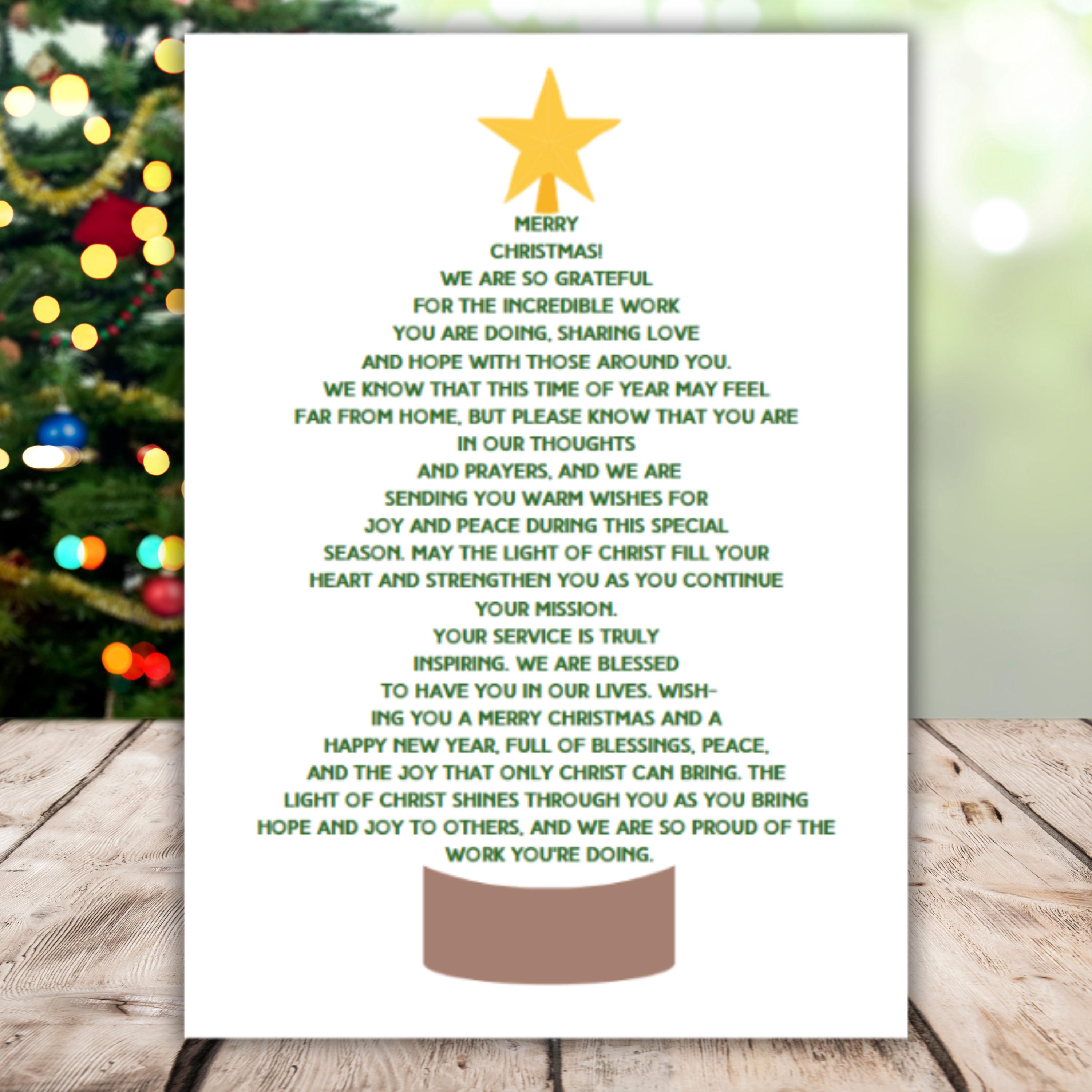 Printable Missionary Christmas Card, Christmas Card for Elders and ...