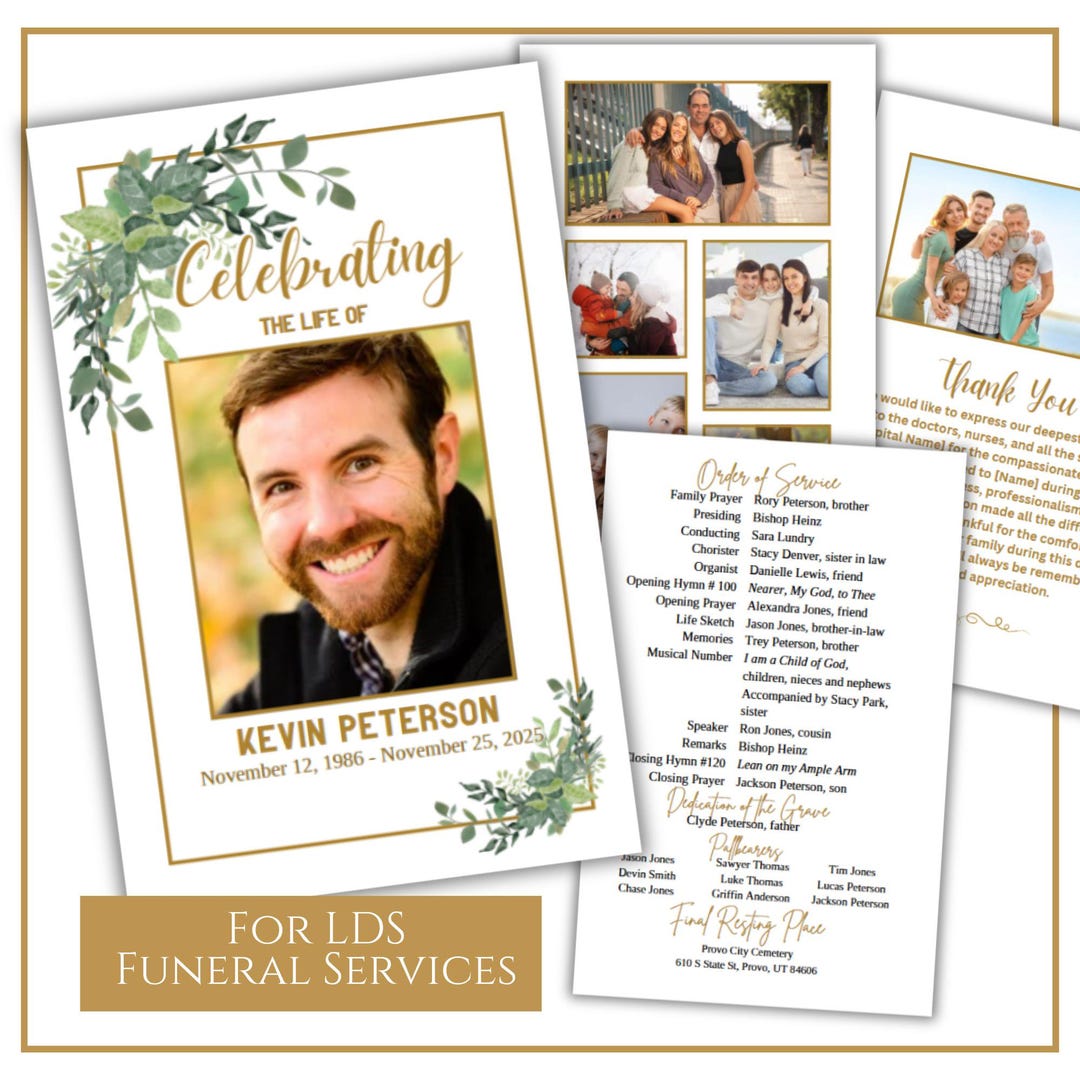 LDS Funeral Program Template, Celebration of Life Program, Editable ...