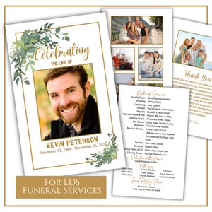 LDS Funeral Program Template, Celebration of Life Program, Editable ...