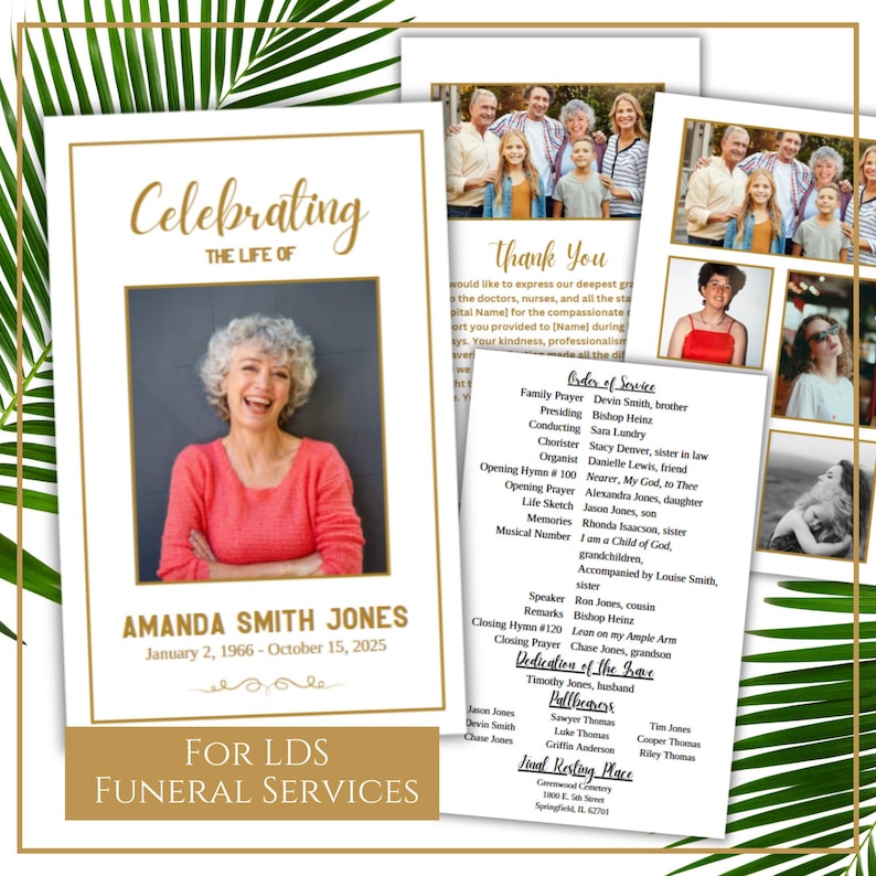LDS Funeral Program Template, Minimalist Celebration of Life Program ...