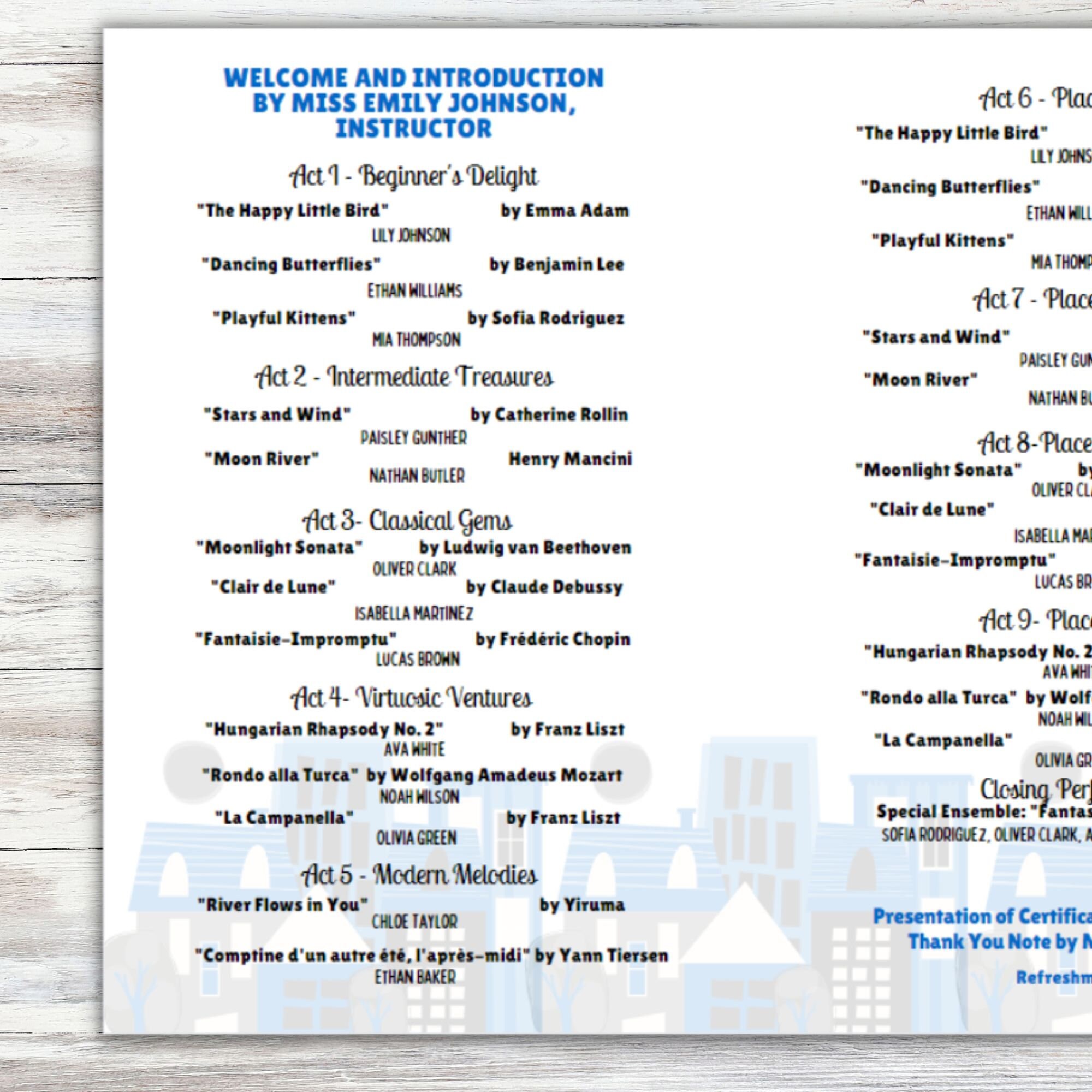 Piano Recital Program Template editable Recital Certificate of ...