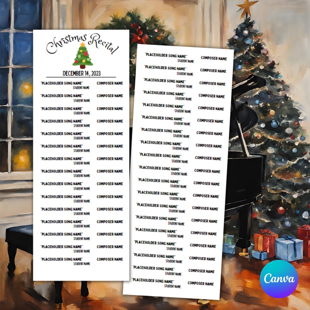 Christmas Piano Recital Program Template | Music Recital Program ...