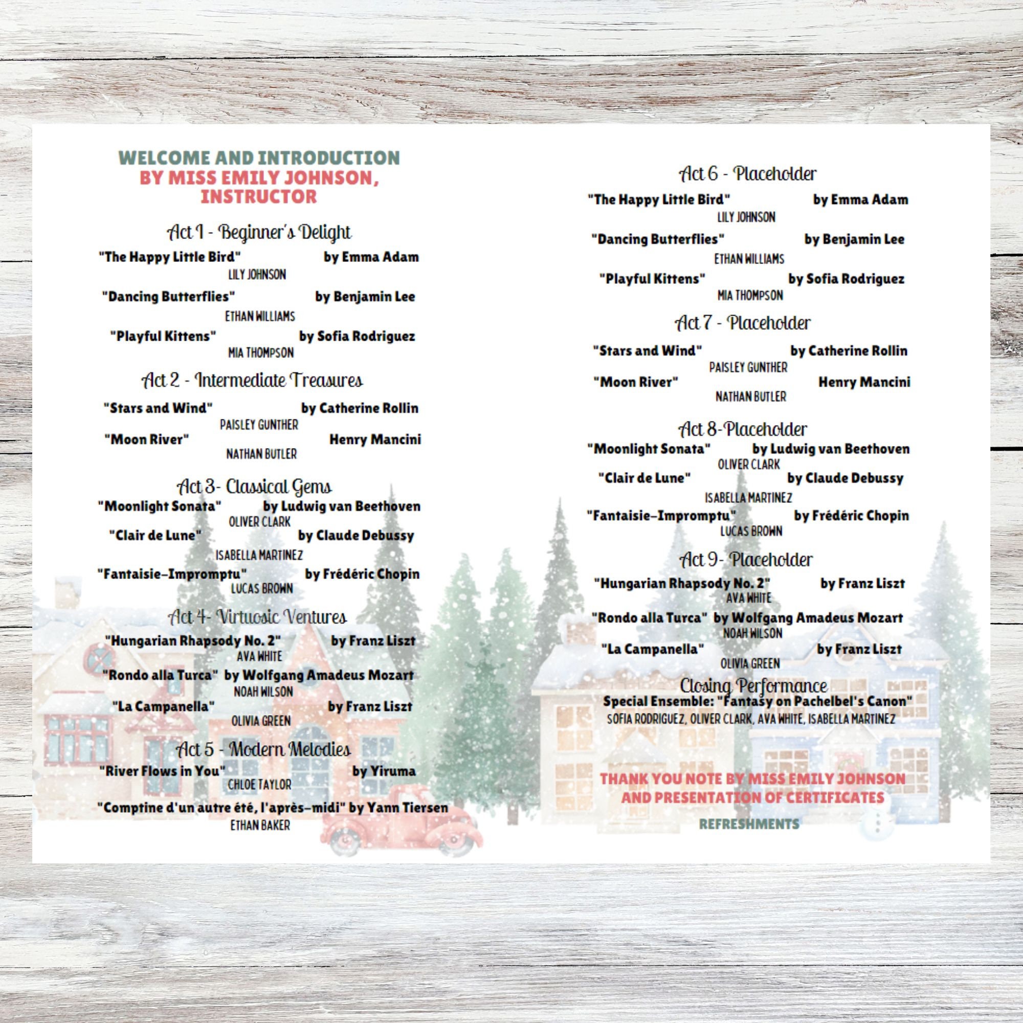 Christmas Piano Recital Program Template Holiday Recital Certificate of ...