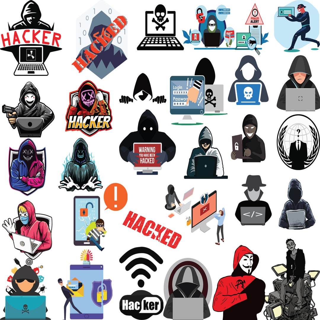 Hacker Sticker -90 File - 30 Svg, 30 Png , 30 Pdf, Bundle,svg, Digital ...