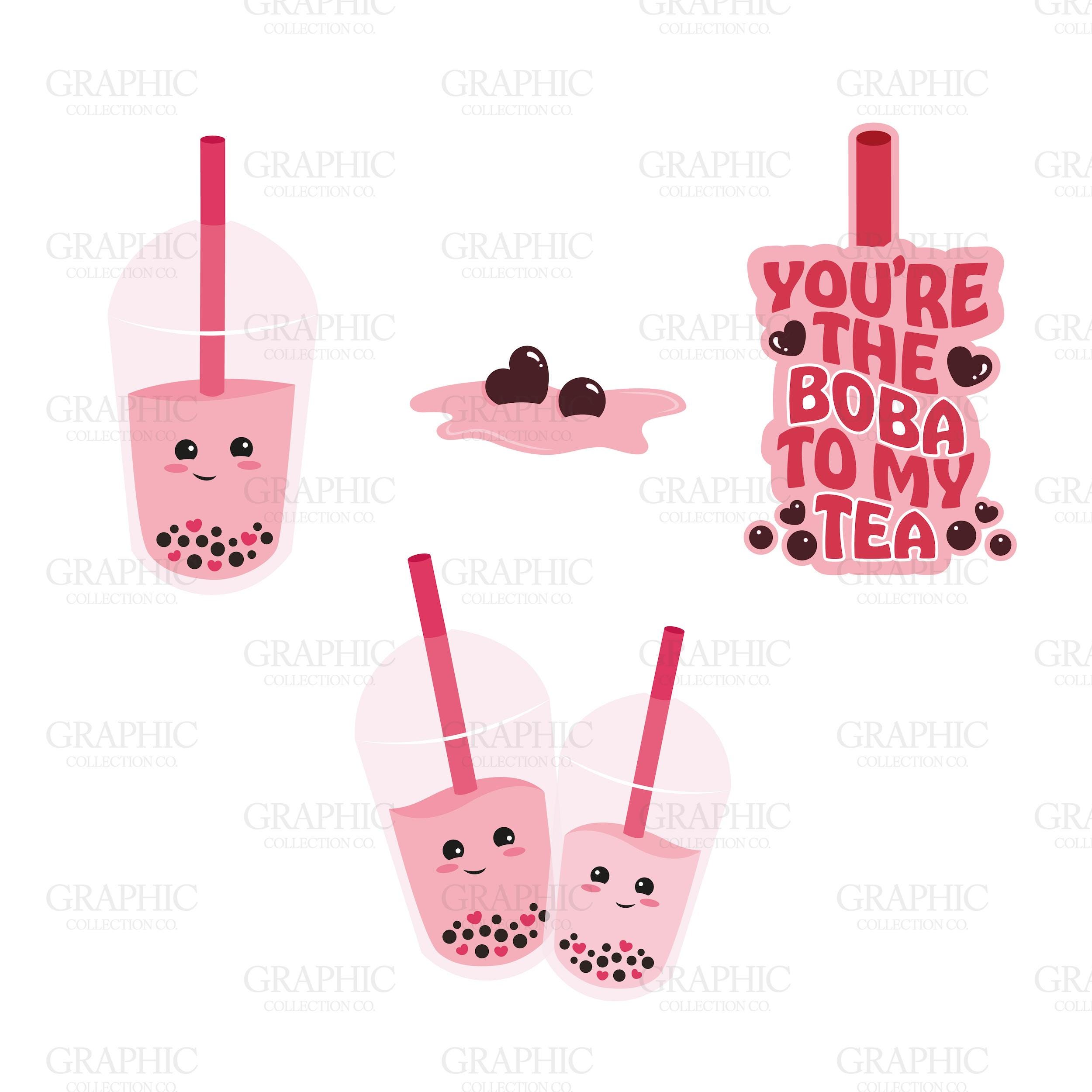 Boba Valentines Day Clipart Bundle, Png, Svg, Eps, Digital Download ...