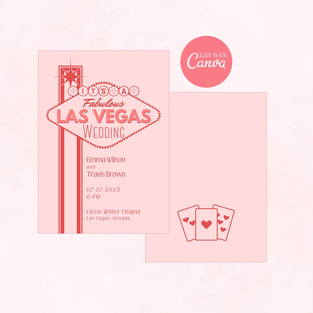 Las Vegas Wedding Invitation Template | Custom Wedding Invite | Vegas ...
