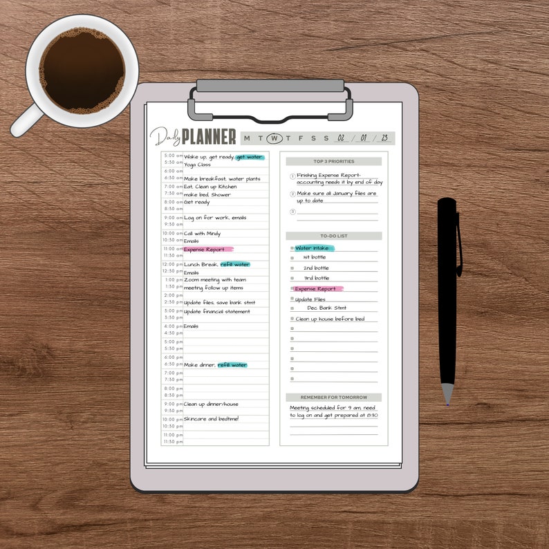 ADHD Daily Planner Printable Planner Work From Home Planner Daily ...