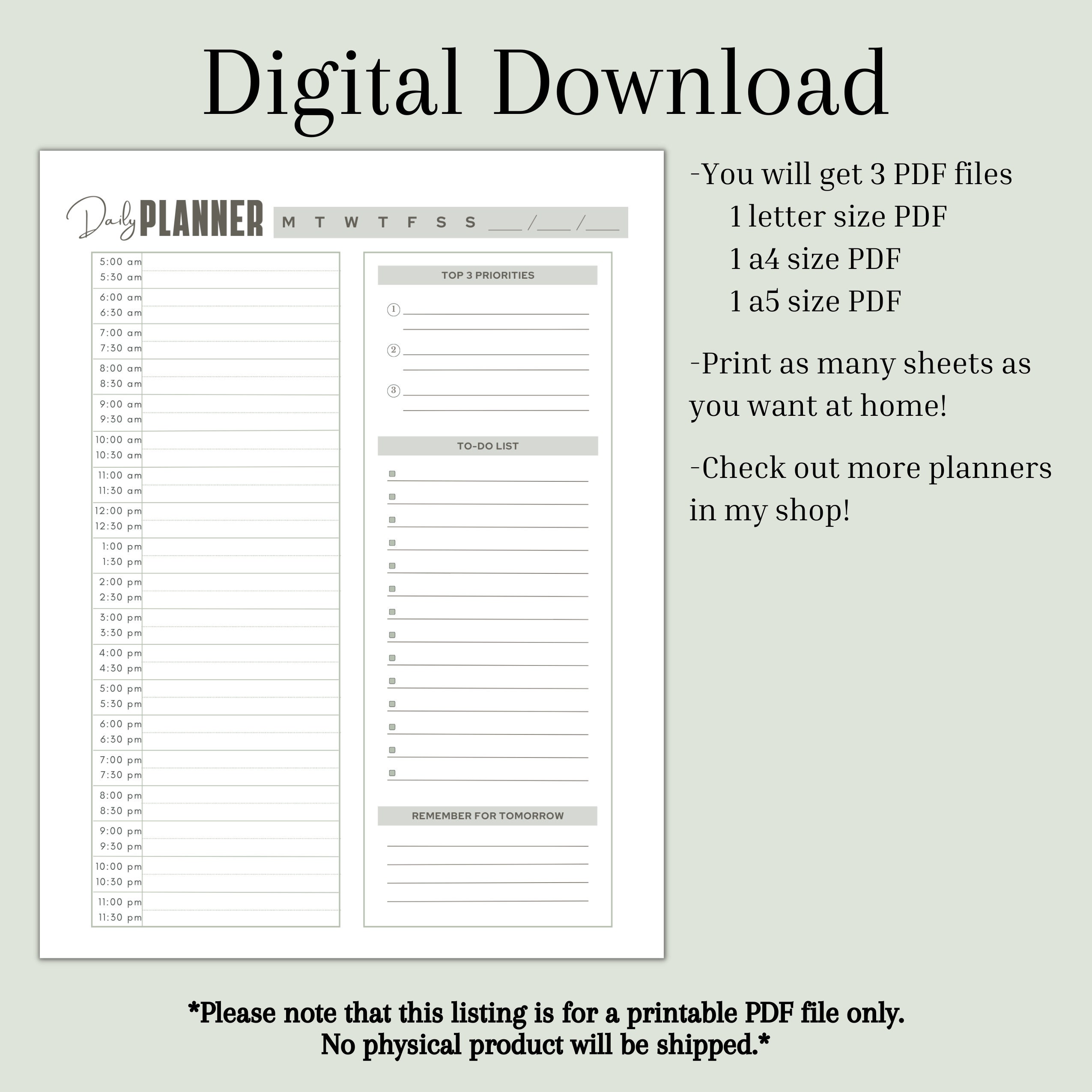 ADHD Daily Planner Printable Planner Work From Home Planner Daily ...