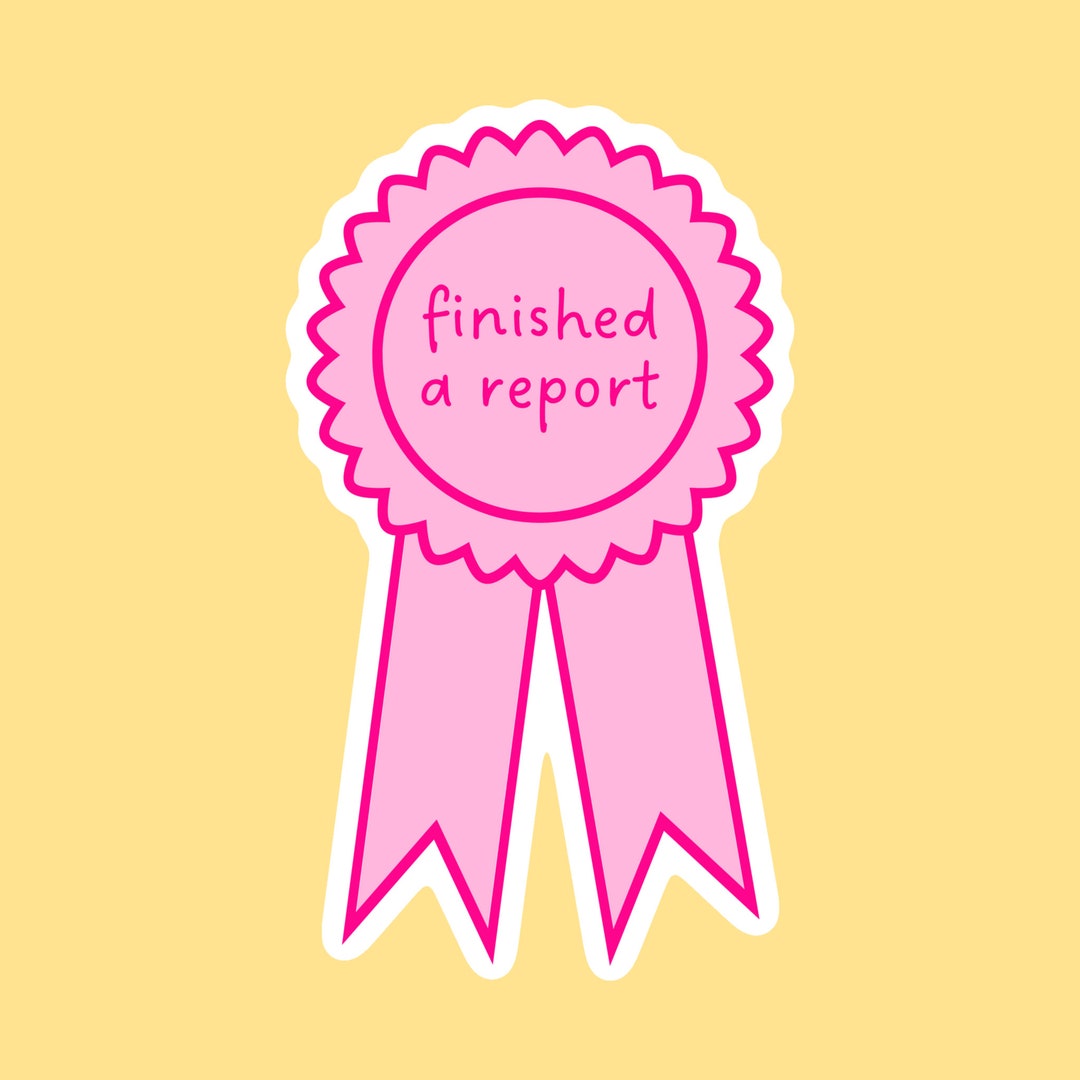 Finished A Report Award Ribbon Glossy Sticker | SLP Teacher Special ...