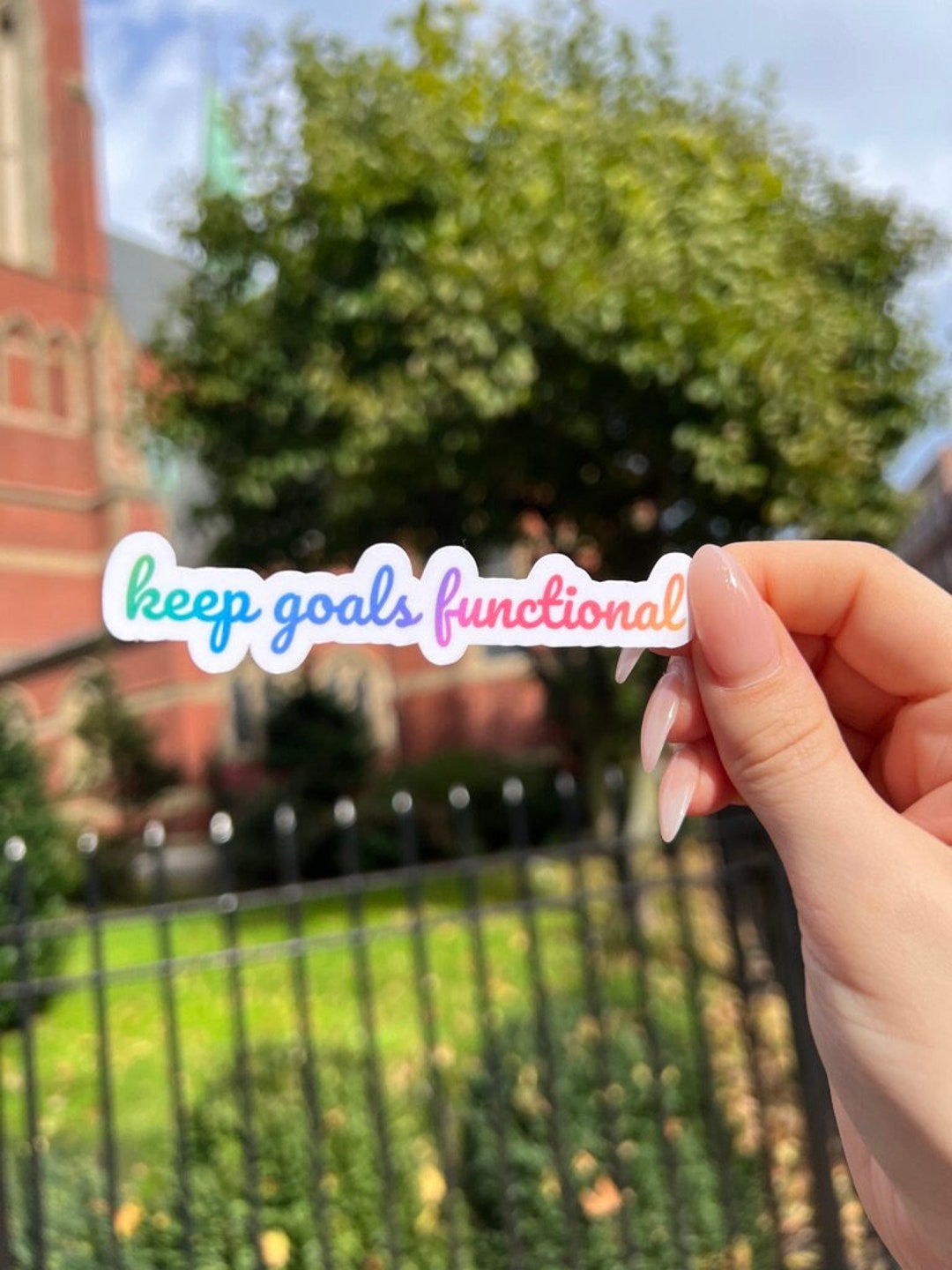 Keep Goals Functional Rainbow Glossy Sticker Sign Language Funny Speech ...