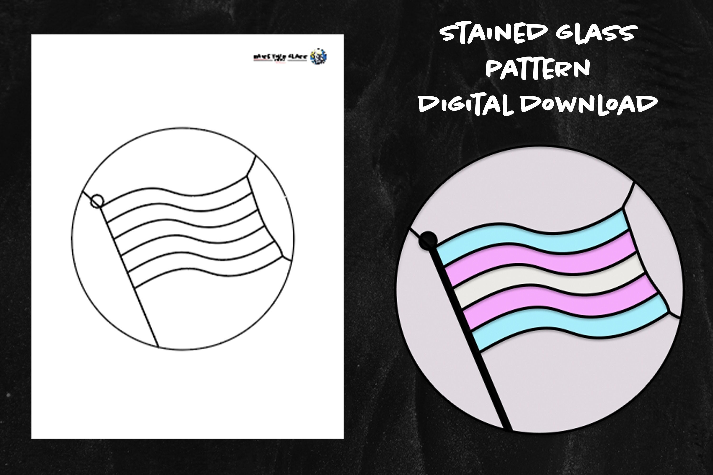 Trans Pride Flag Stained Glass Pattern - Etsy