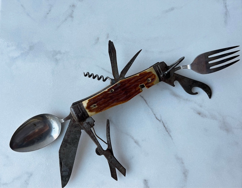 Vintage Multi-tool Hobo Pocket Knife, Jigged Handle, 10 Tools, JAPAN - Etsy