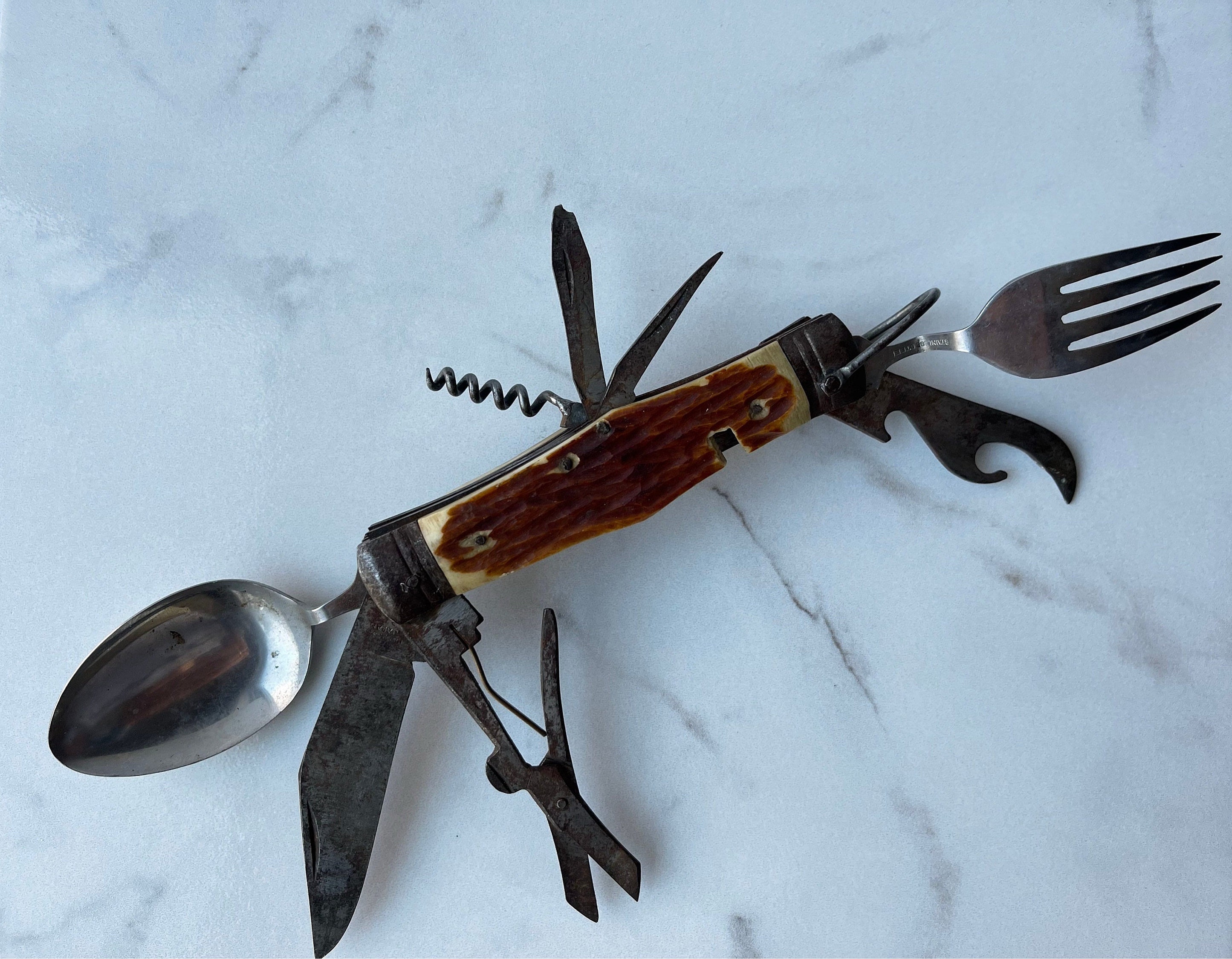 Vintage Multi-tool Hobo Pocket Knife, Jigged Handle, 10 Tools, JAPAN - Etsy