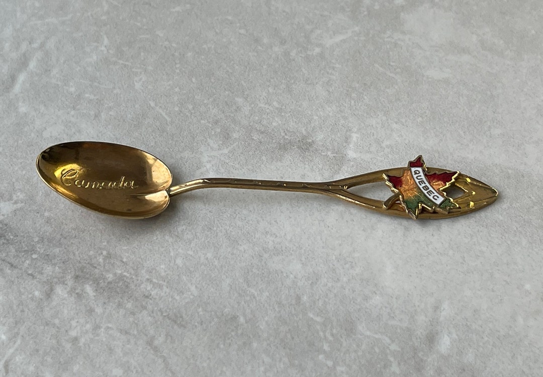 Vintage 1920’s Quebec Canada Gold Plated and Enamel Souvenir Spoon - Etsy