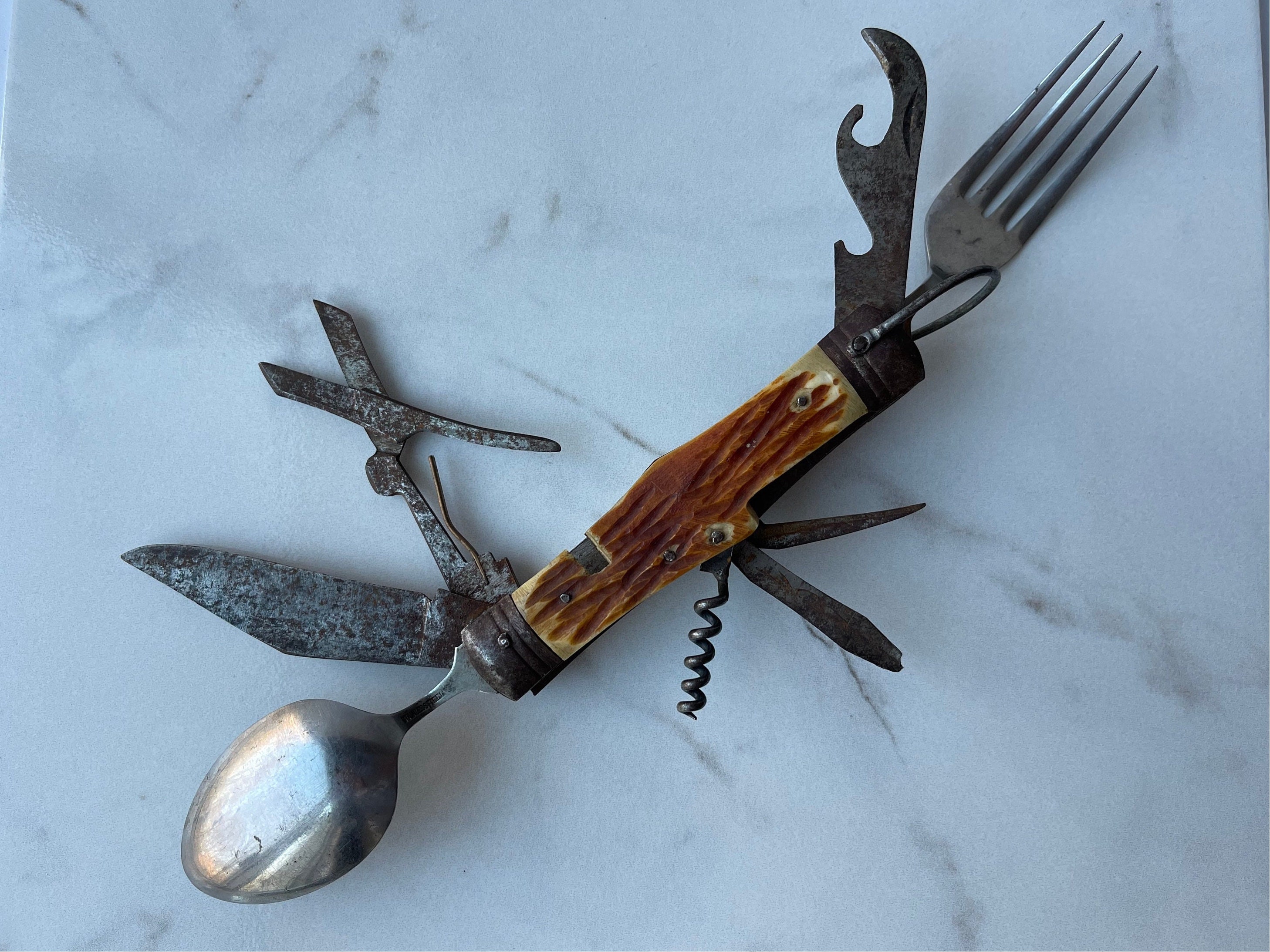 Vintage Multi-tool Hobo Pocket Knife Jigged Handle 10 Tools - Etsy