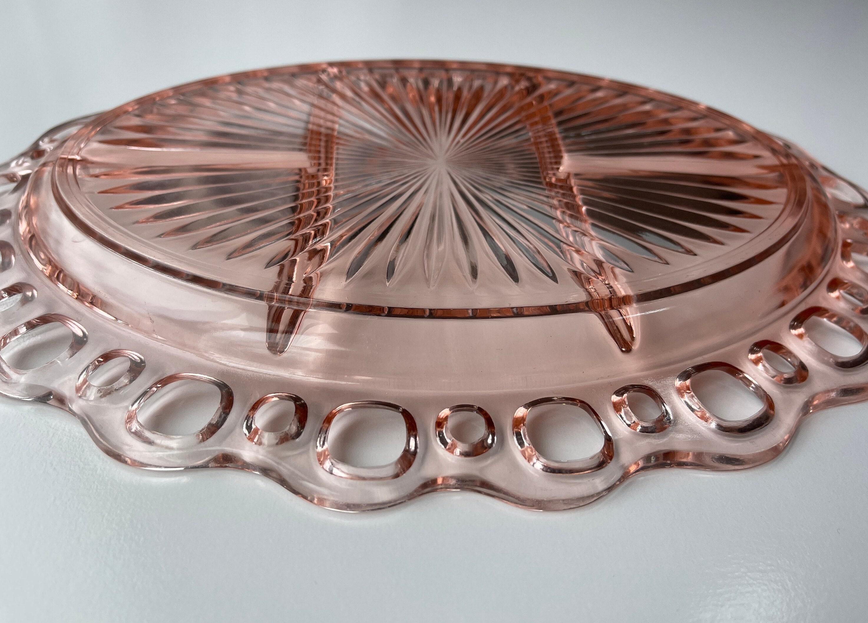 Vintage Pink Depression, Old Colony, Lace Edge, Glass Serving Plate ...