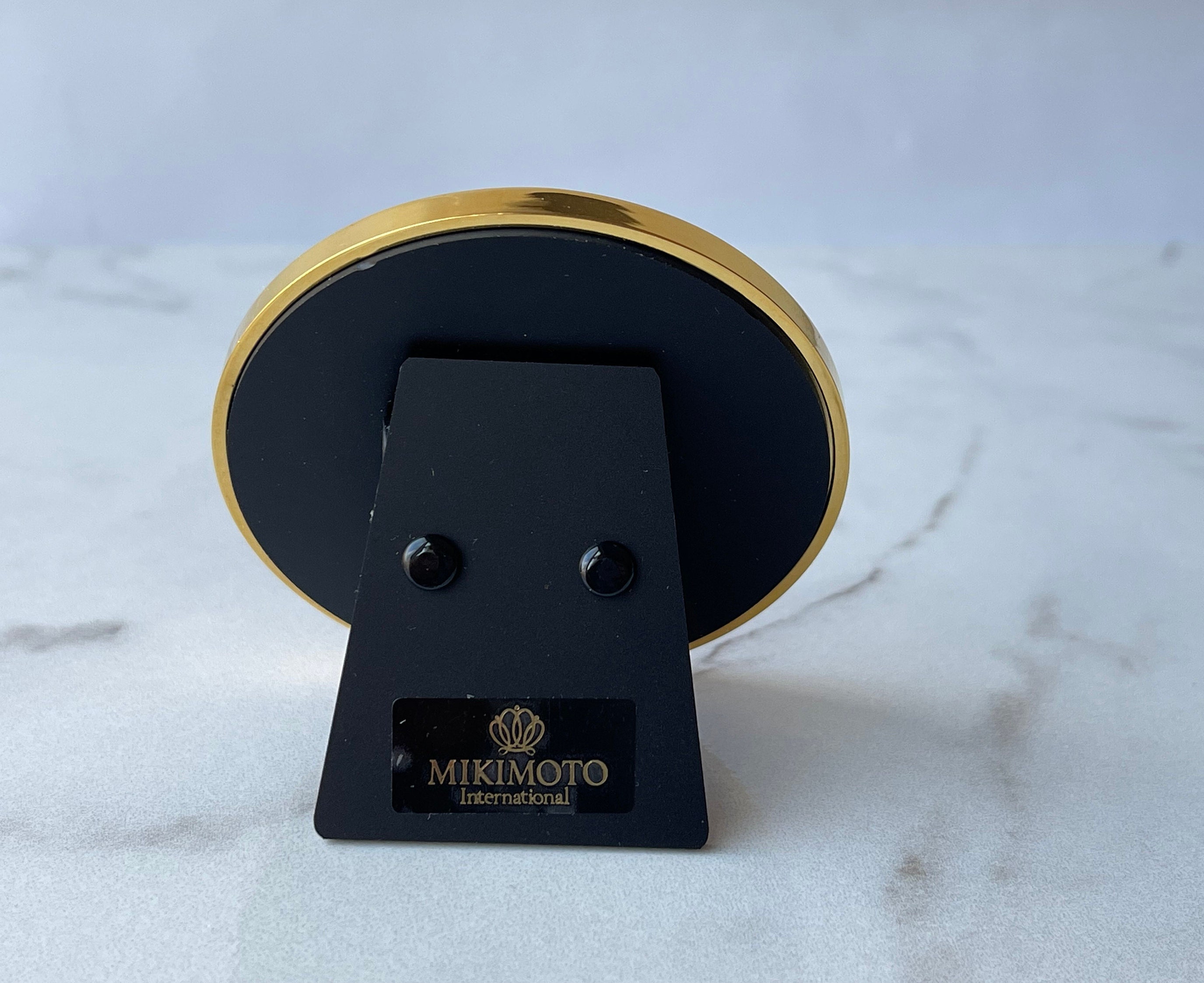 Vintage MIKIMOTO International Round Enamel Picture Frame With Pearl ...