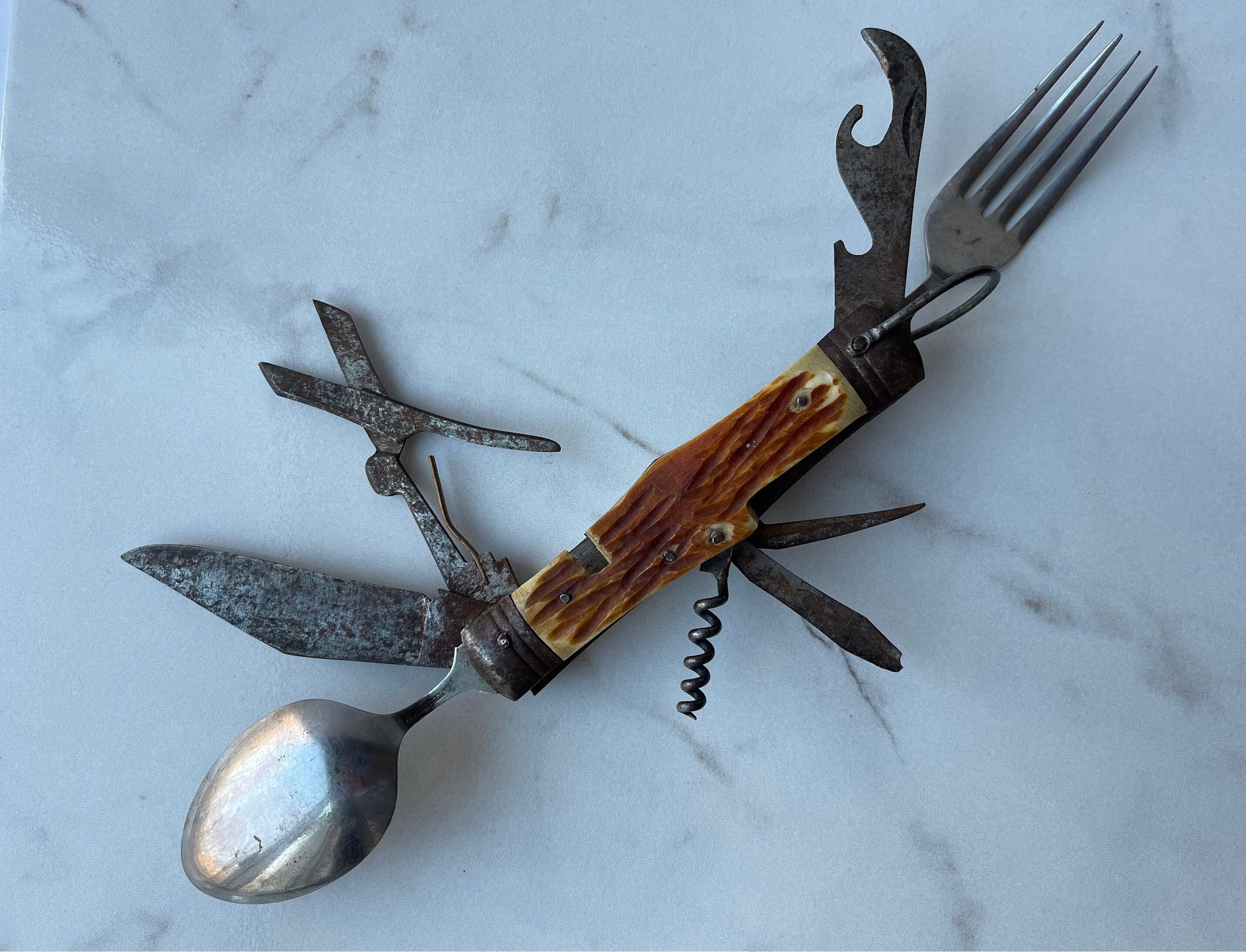 Vintage Multi-tool Hobo Pocket Knife, Jigged Handle, 10 Tools, JAPAN - Etsy