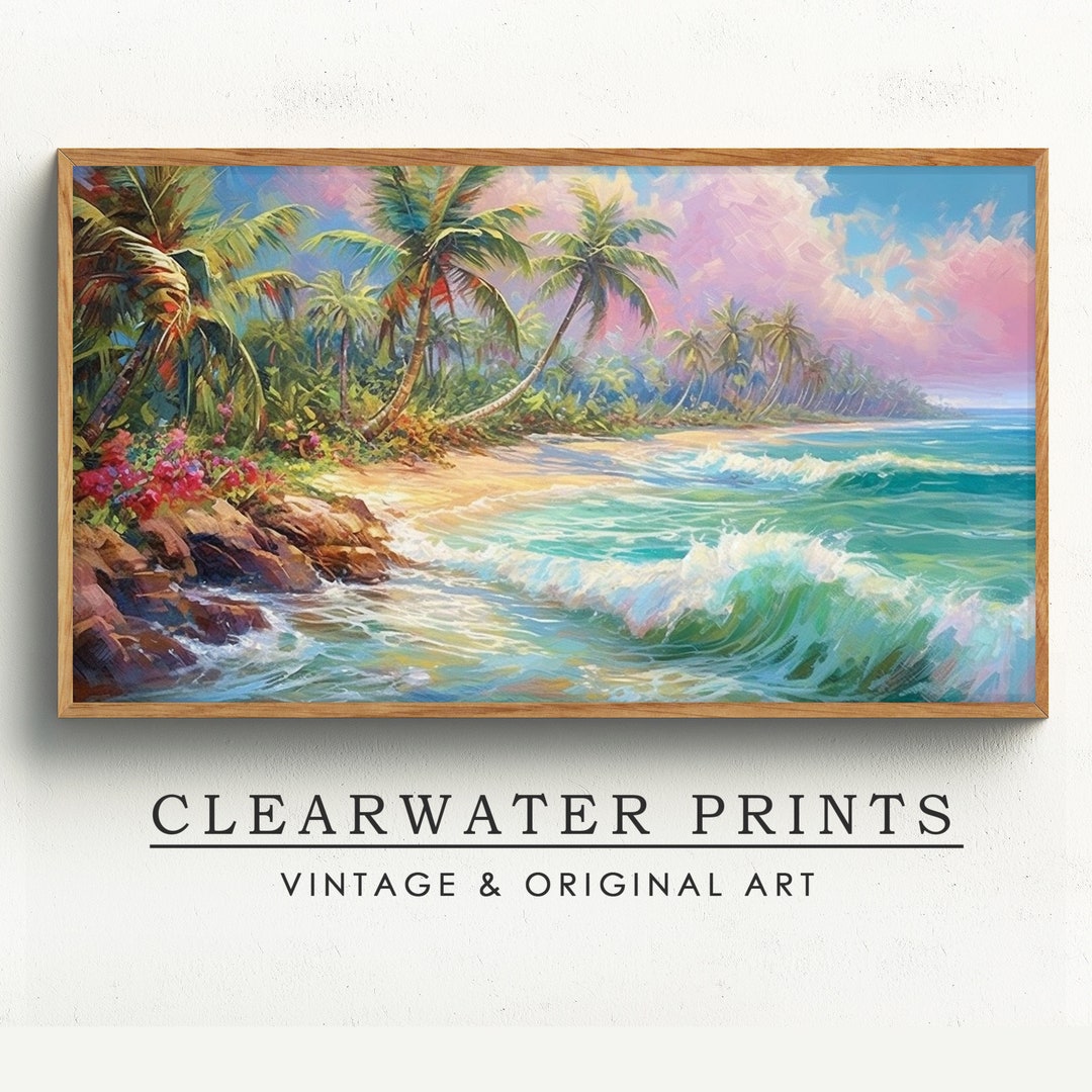 Tropical Island Beach Watercolor Art for Samsung Frame TV (digital ...