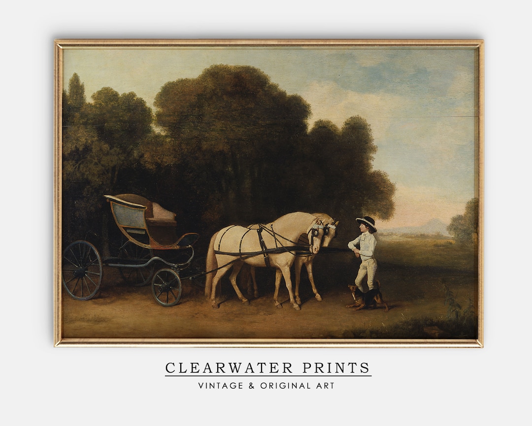 Horse Print, Ponies Pulling Carriage, Horse Oil Painting, Horse Print ...