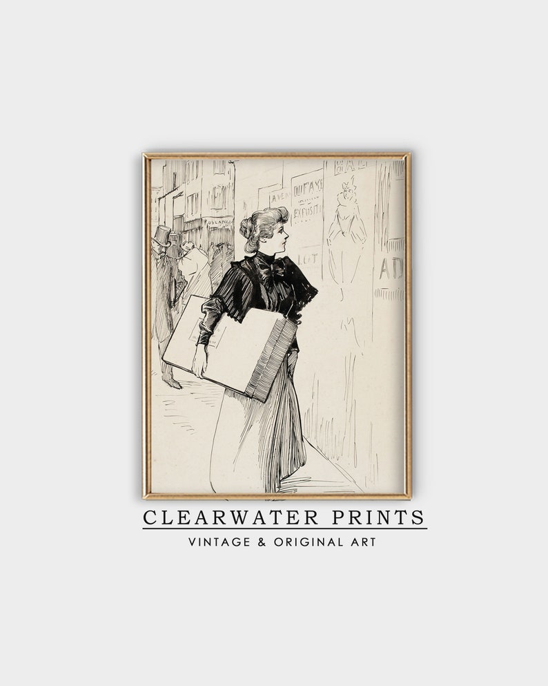 Vintage Woman Sketch, Wall Art Printable, Woman Portrait Sketch, Woman ...