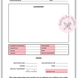 Special Cake Quote, Bakery PDF Printable, Cottage Bakery, Cake ...