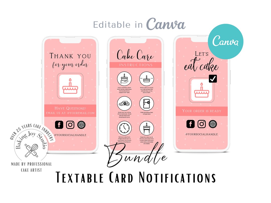 Digital Bundle Notification, Bakery Digital, Cake Digital, Editable ...