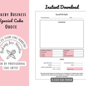 Special Cake Quote, Bakery PDF Printable, Cottage Bakery, Cake ...