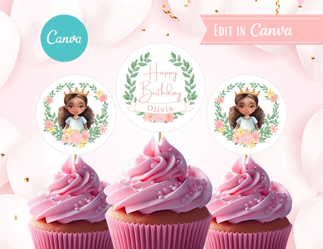 Princess Cupcake Toppers, Royal Theme Cupcake Toppers, Princess Party ...