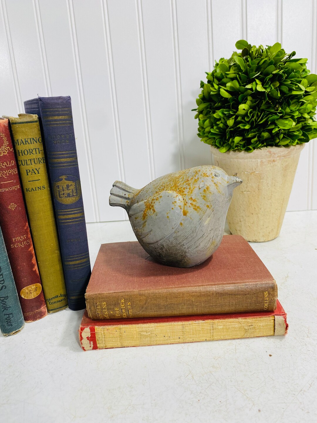 Fat Songbird, Farmhouse Figurine Songbird, Shelf and Cabinet Home Decor ...