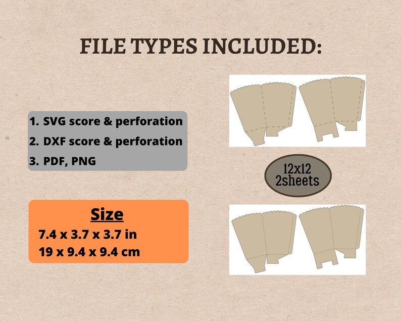 Resizable Popcorn Box SVG, Snack Box SVG, Popcorn Box Template, Snacks ...